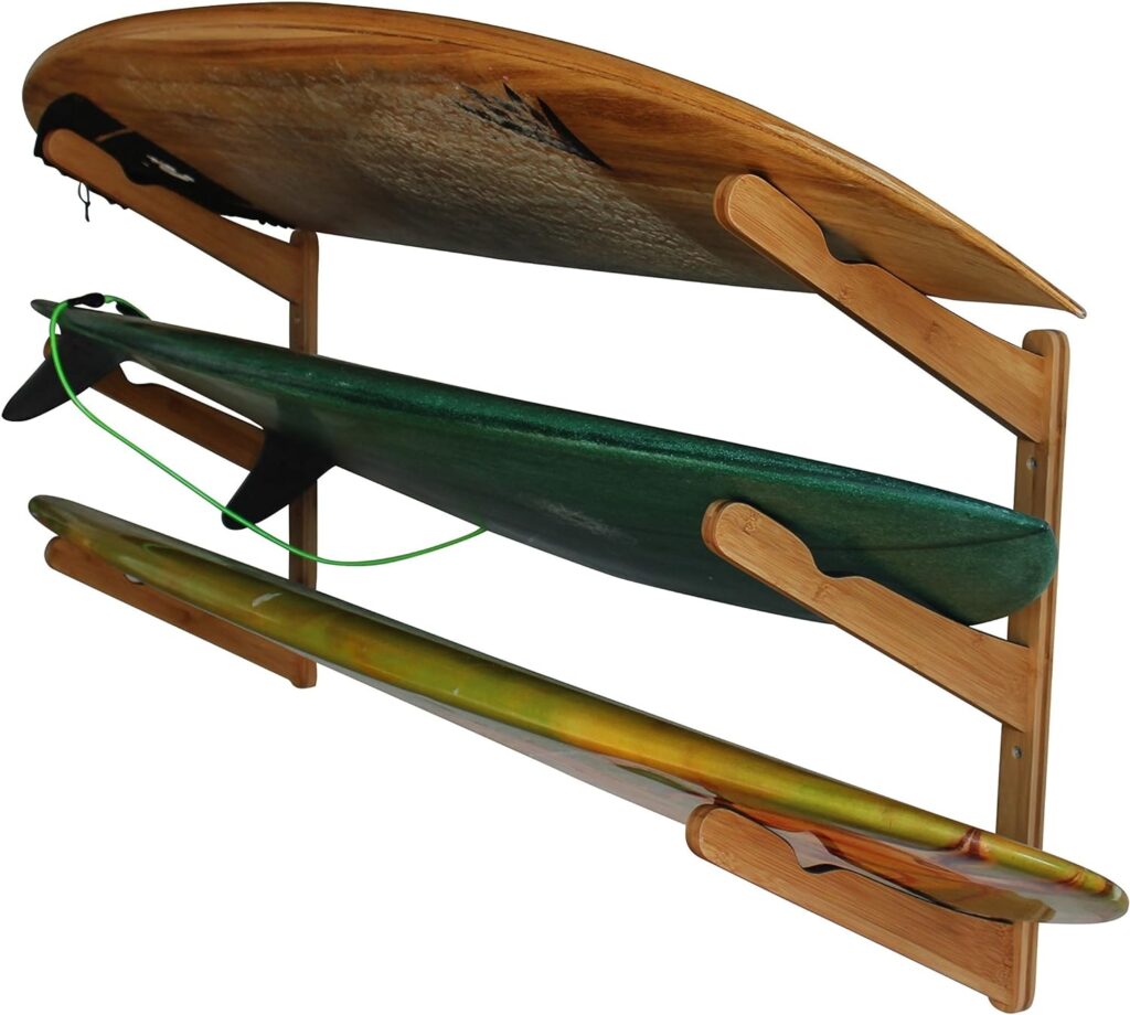 Surf Wall Rack | Triple 3 Board Surfboard Wood Wall Storage and Display ...