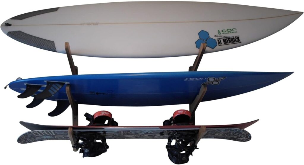 Surf Wall Rack | Triple 3 Board Surfboard Wood Wall Storage and Display ...