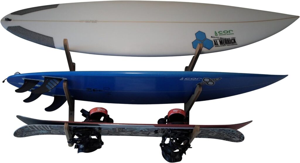 Surf Wall Rack | Triple 3 Board Surfboard Wood Wall Storage and Display ...